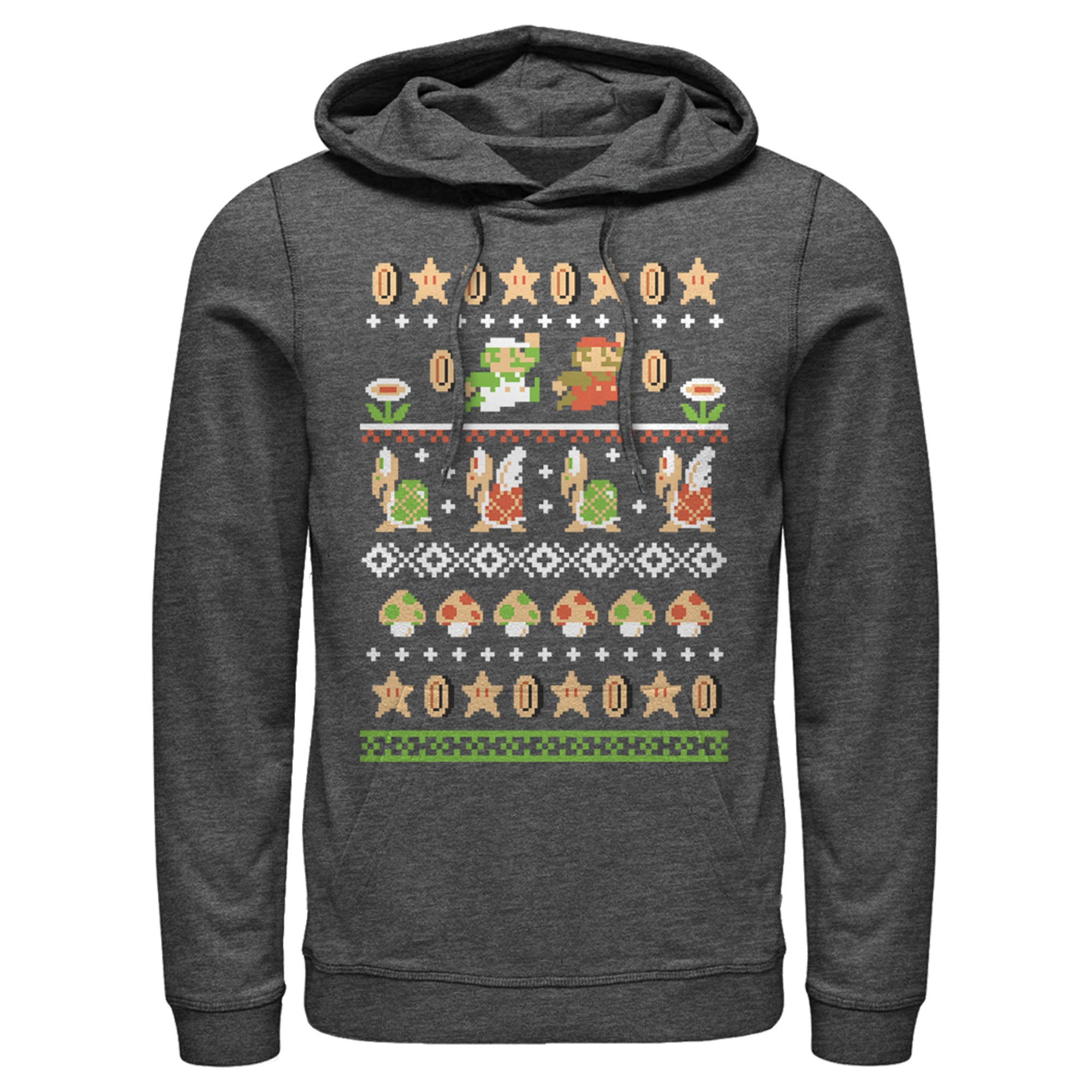 Men's Nintendo Super Mario Bros Pattern Adult Pull Over Hoodie | lilostore